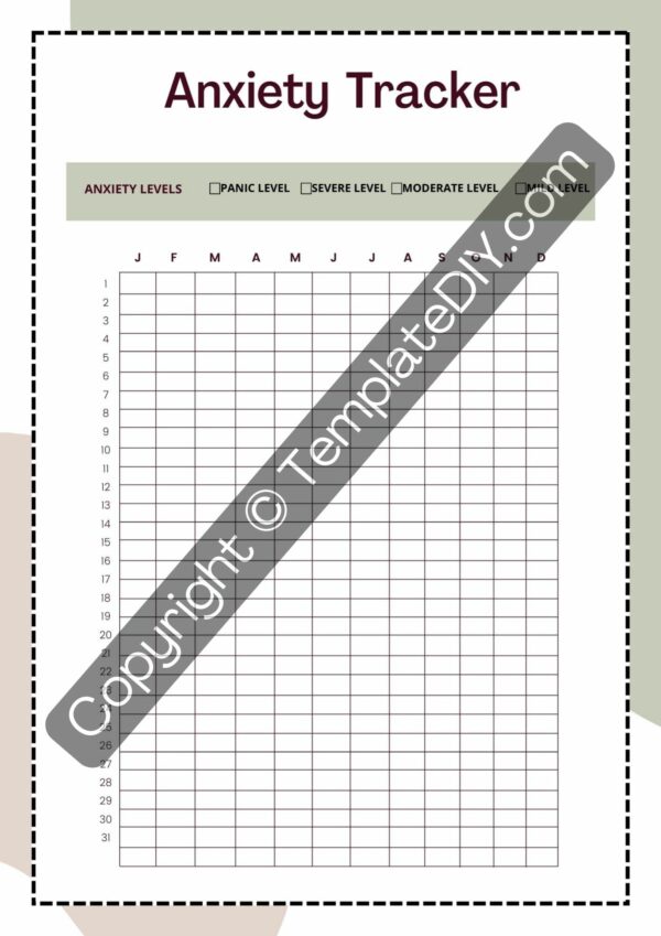 Anxiety Tracker Template Printable in PDF, Word, Excel