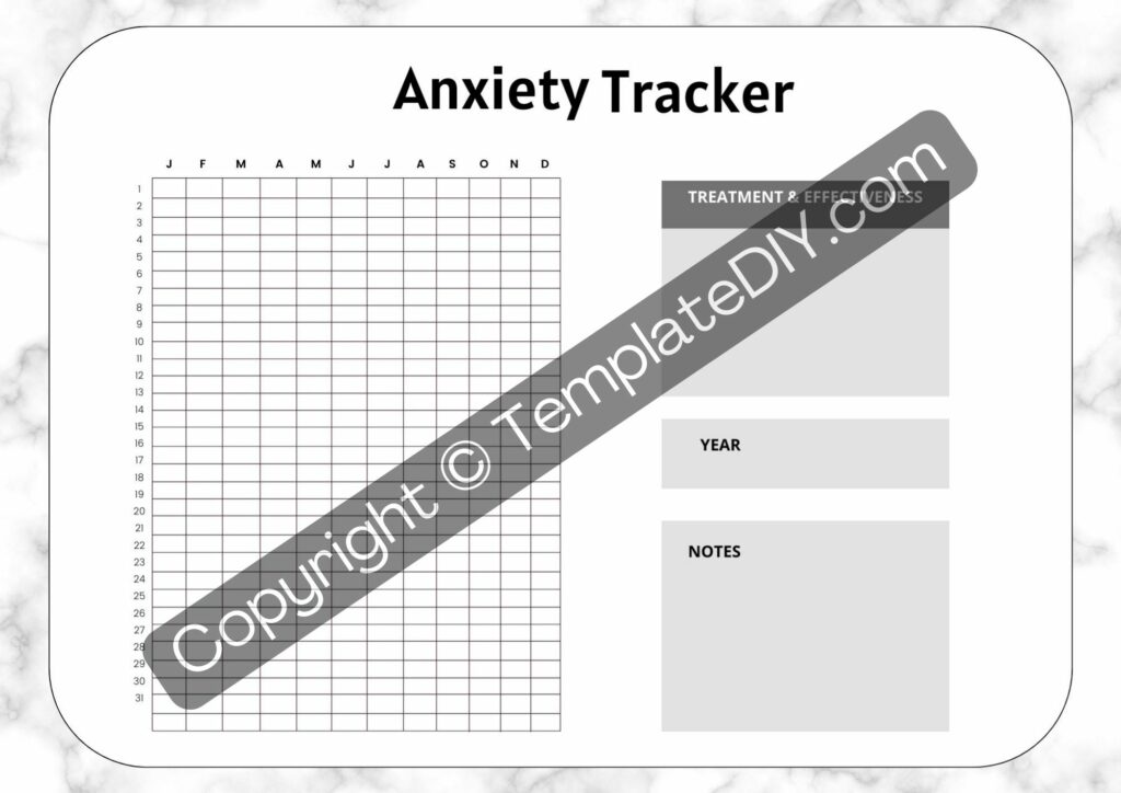 Anxiety Tracker Template Printable in PDF, Word, Excel