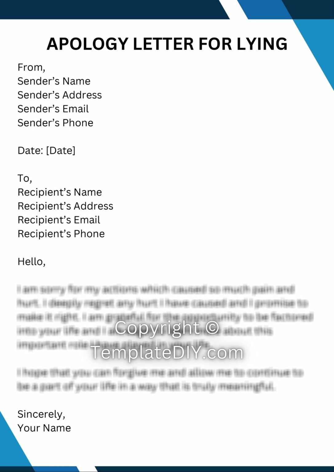 Apology Letter for Lying Template in Pdf, Word [Editable]