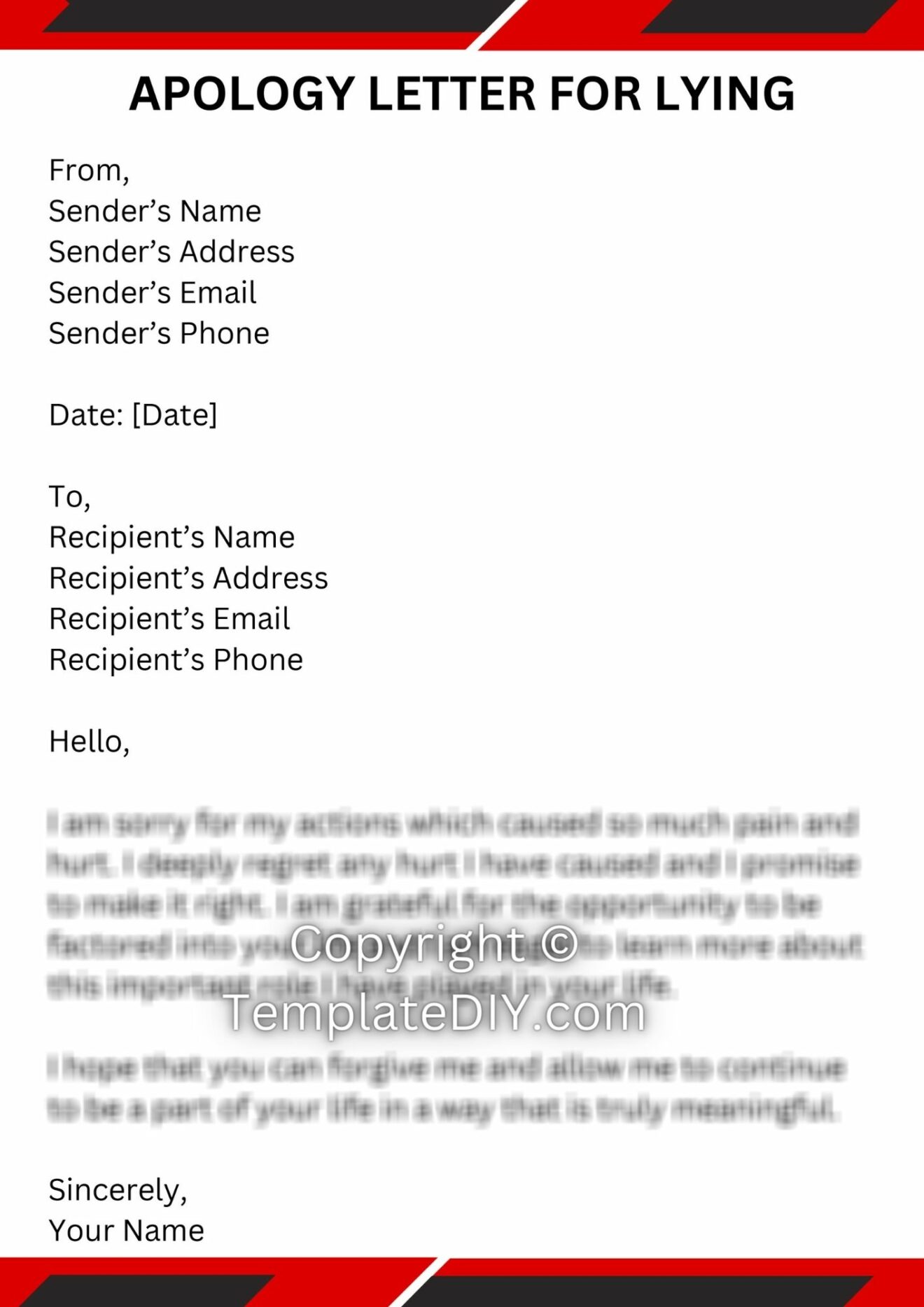 Apology Letter for Lying Template in Pdf, Word [Editable]