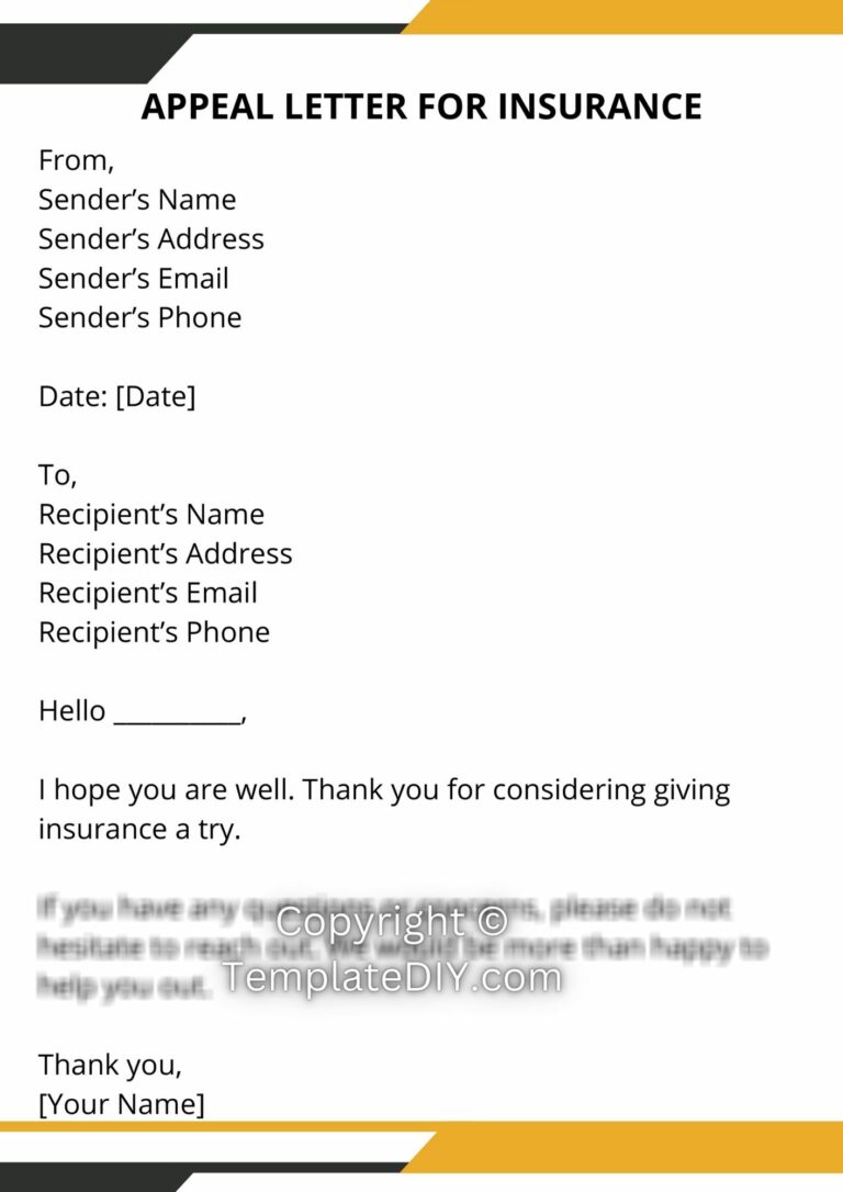 Appeal Letter for Insurance Template in Pdf Word [Editable]