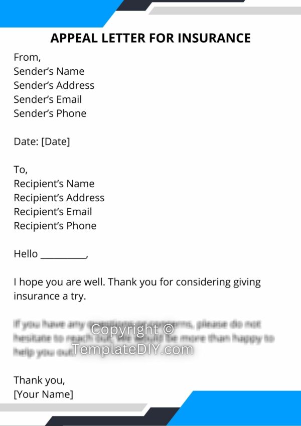 Appeal Letter for Insurance Template in Pdf Word [Editable]