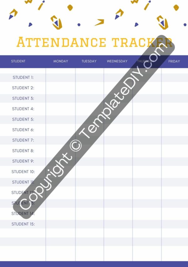 Attendance Tracker Template Printable in PDF, Word, Excel