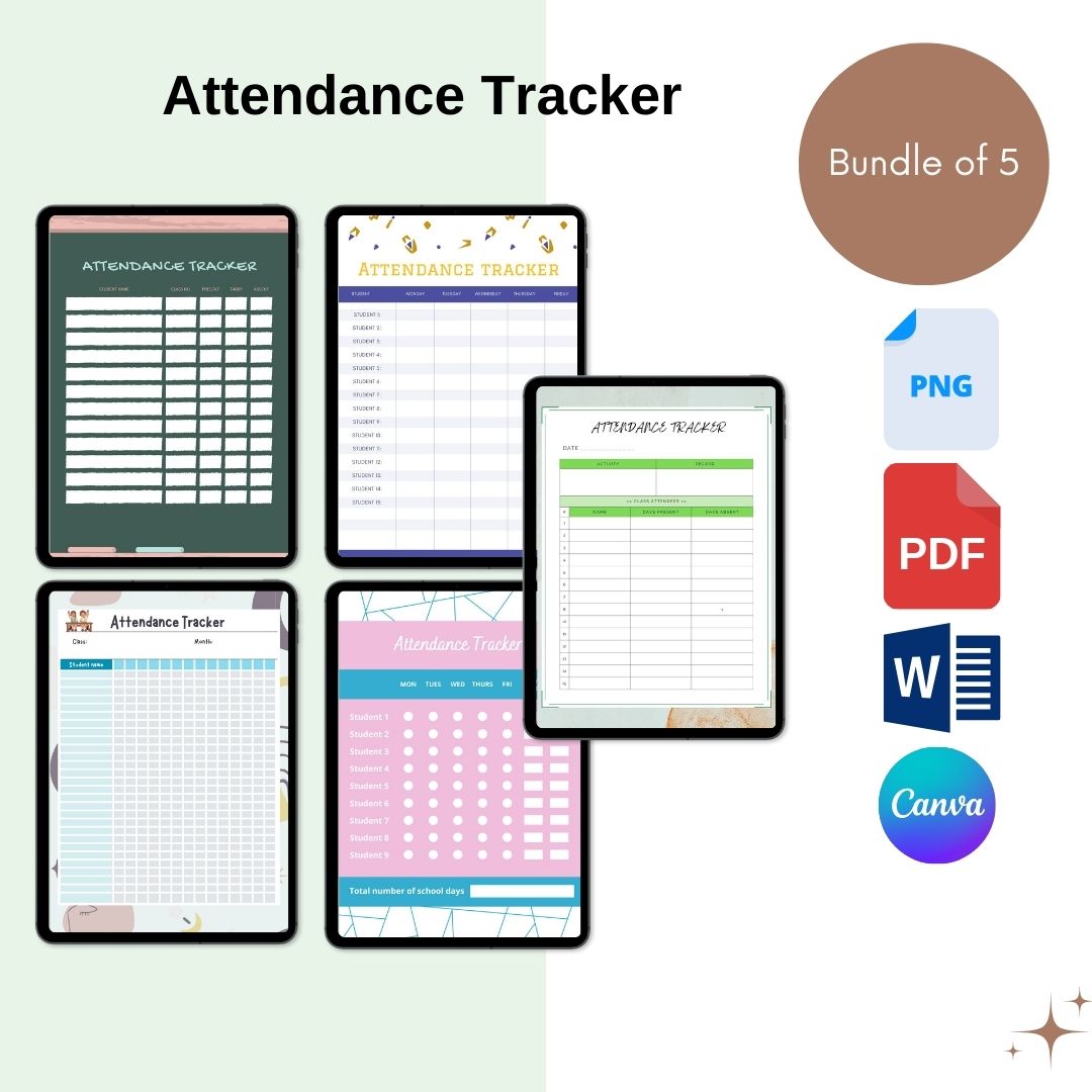 Attendance Tracker Template Printable in PDF, Word, Excel