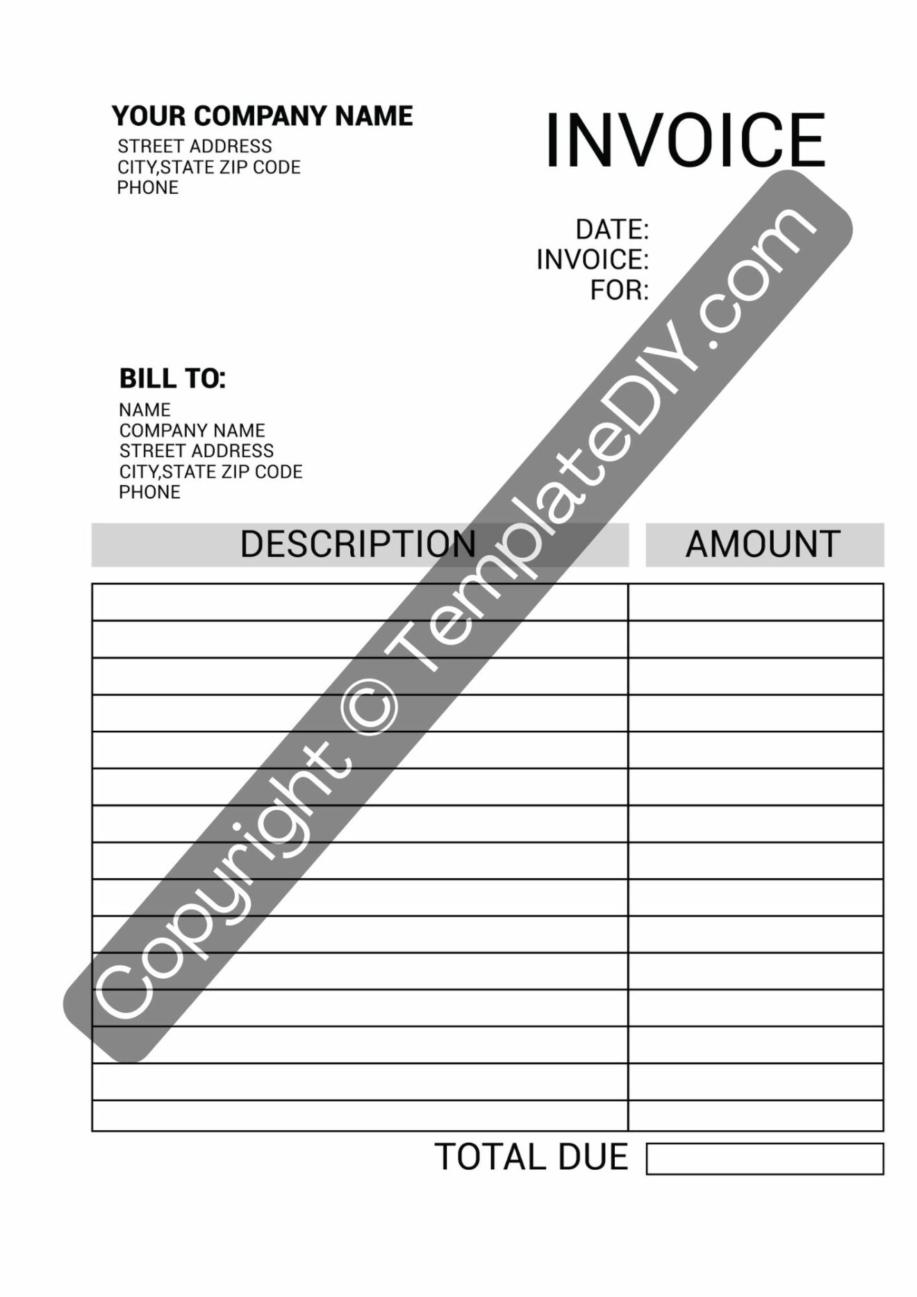 Professional Billing Invoice Template | Printable & Editable