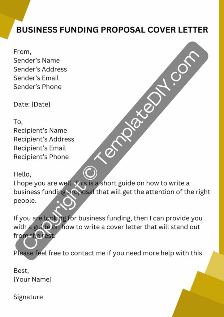 Business Funding Proposal Cover Letter Sample and Examples