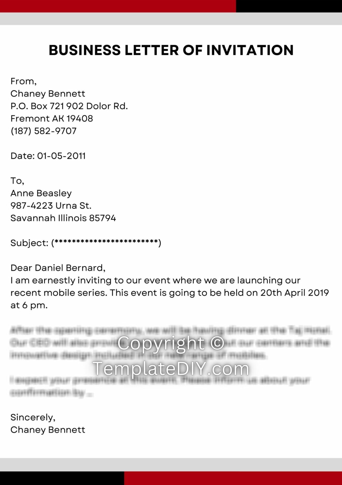 Business Letter of Invitation Sample with Examples [Word]