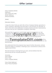 Business Offer Letter Sample Template with Examples [Word]