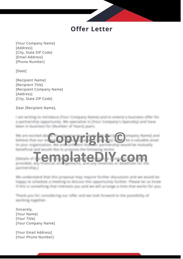 Business Offer Letter Sample Template with Examples [Word]
