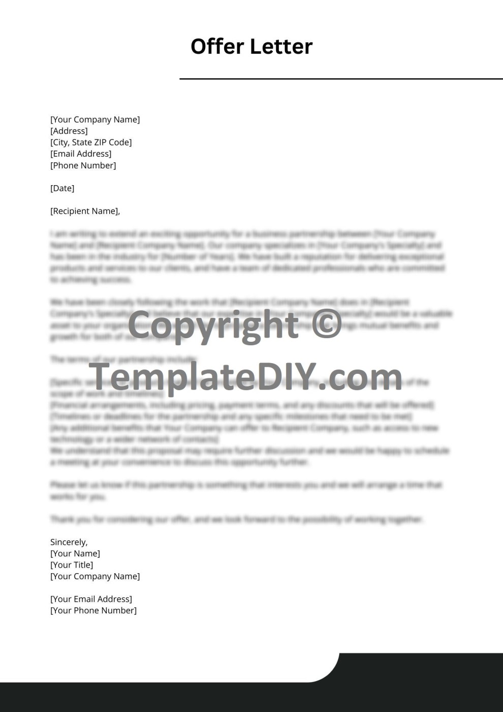 Business Offer Letter Sample Template with Examples [Word]