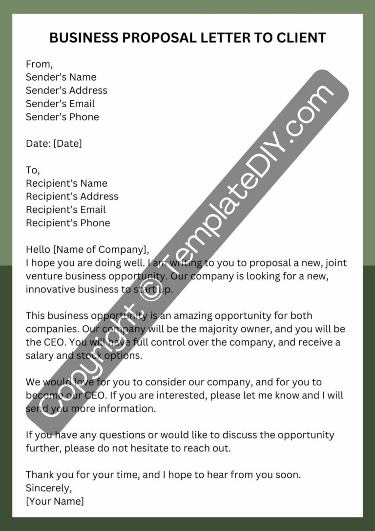 Business Proposal Letter to Client Sample with Examples