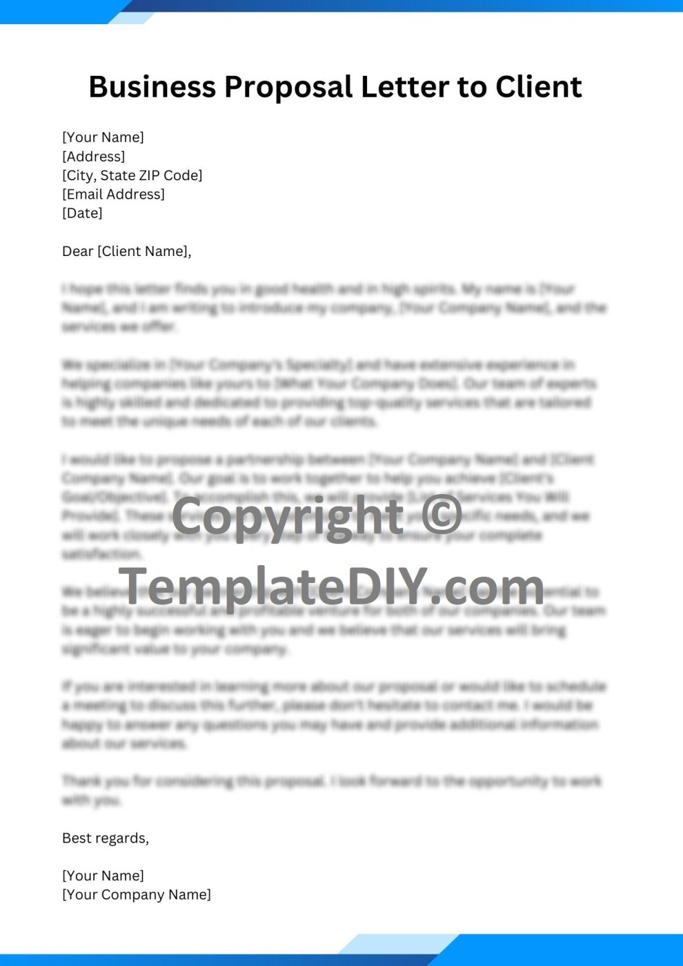 Business Proposal Letter to Client Sample with Examples