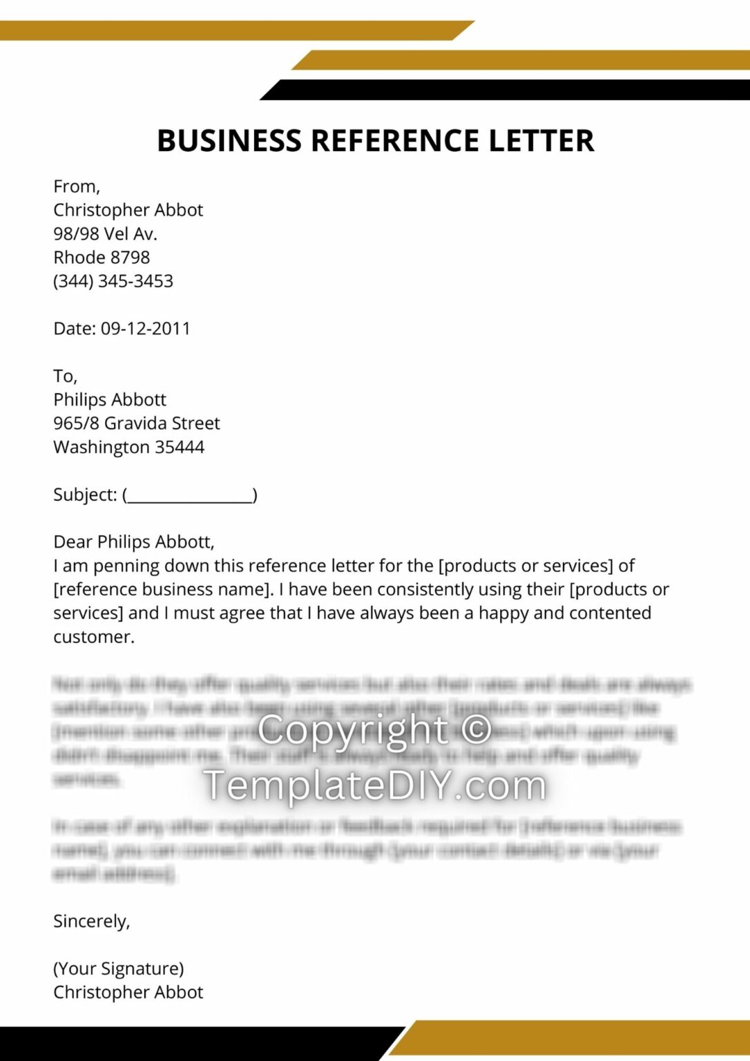 Business Reference Letter Sample with Examples [Word]