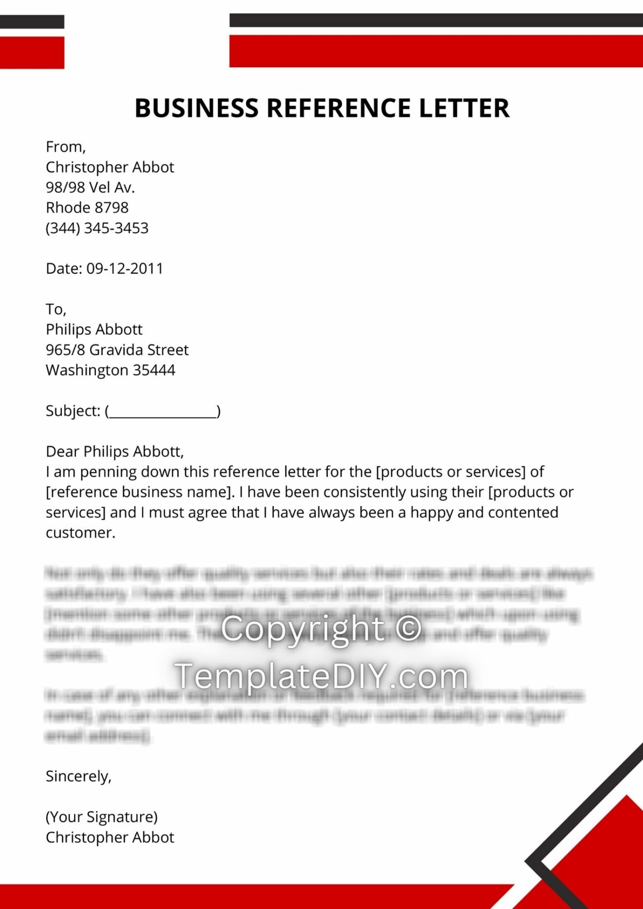 Business Reference Letter Sample with Examples [Word]