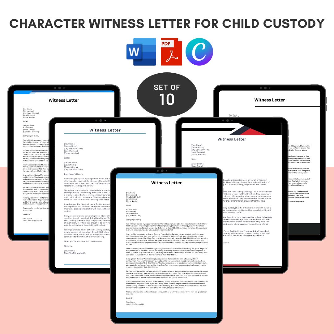 Character Witness Letter for Child Custody Template Pdf Word