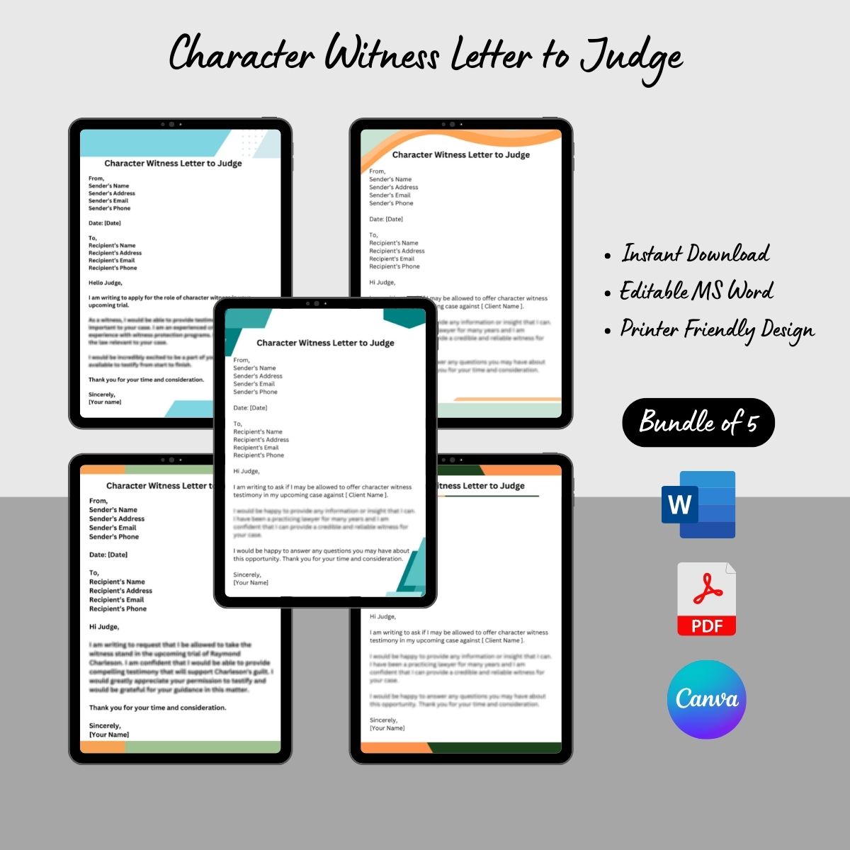 Character Witness Letter to Judge Template in Pdf & Word