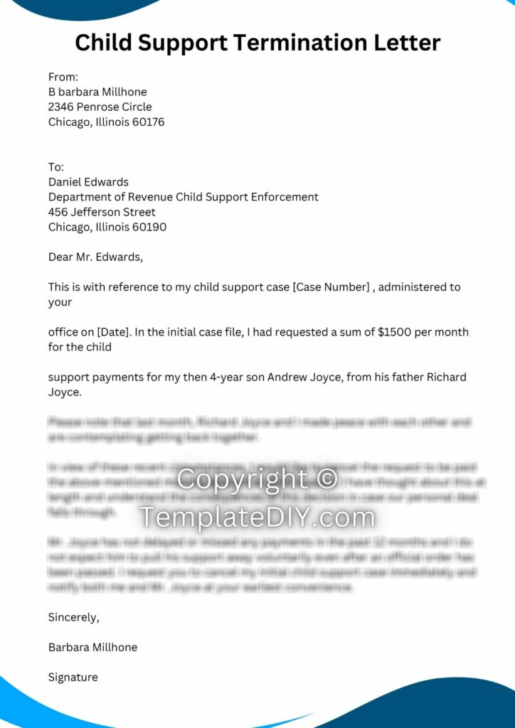 Child Support Termination Letter Sample with Examples