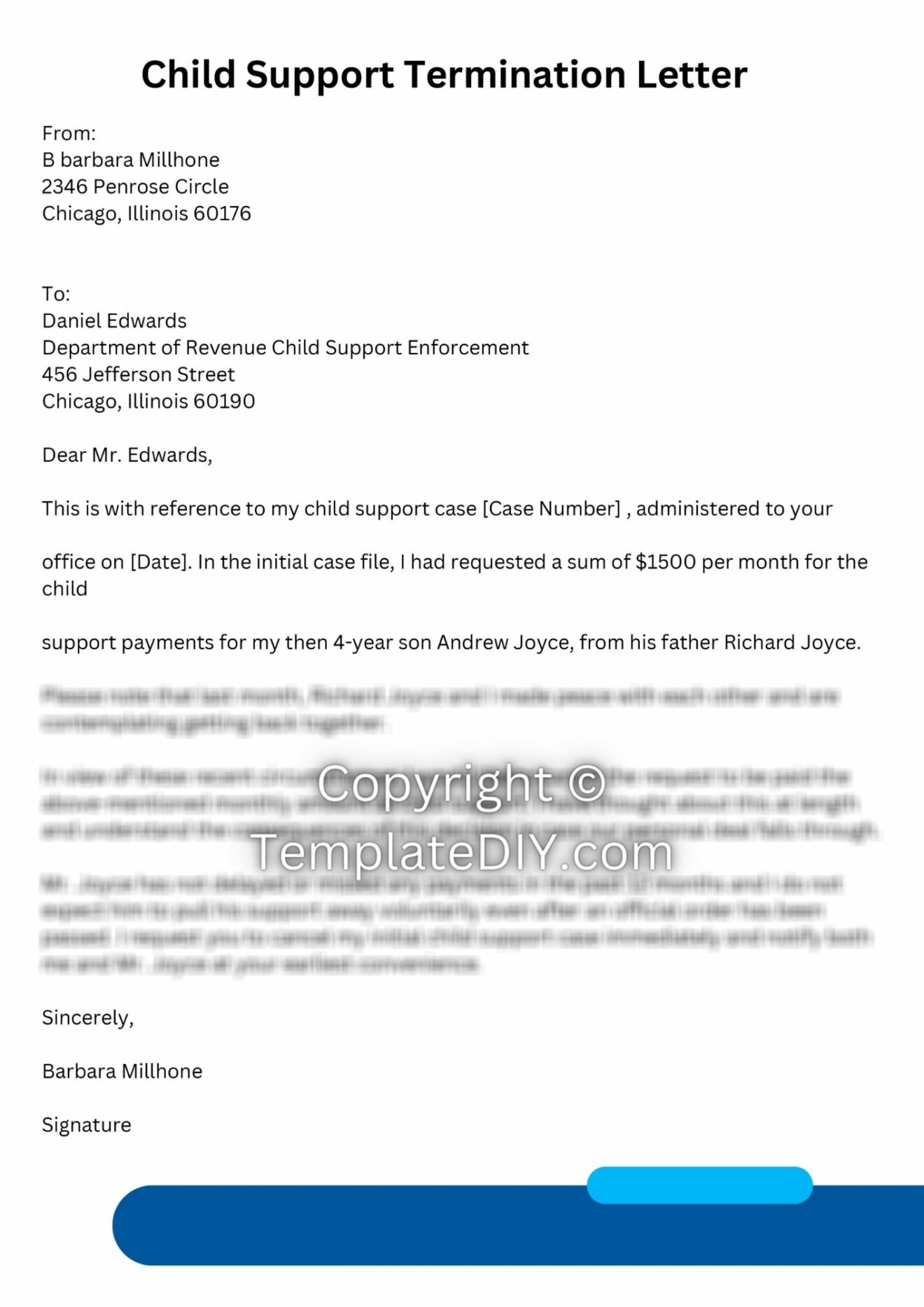 Child Support Termination Letter Sample with Examples