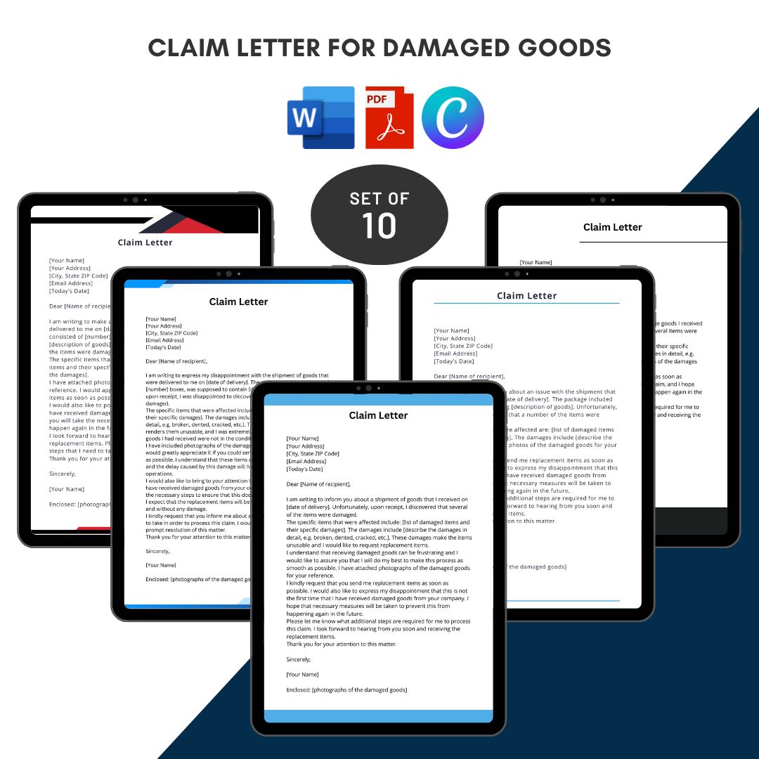 Claim Letter for Damaged Goods Template [Editable]