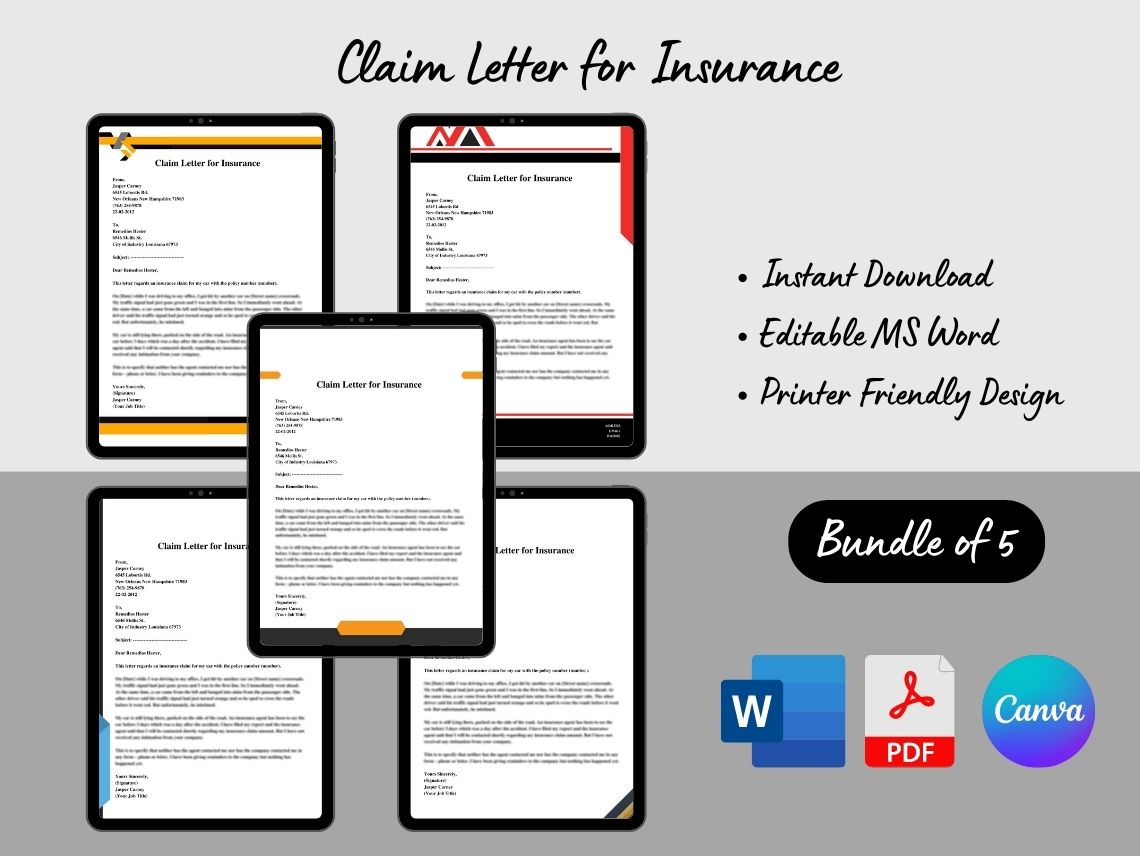Claim Letter for Insurance Sample and Examples [Word]