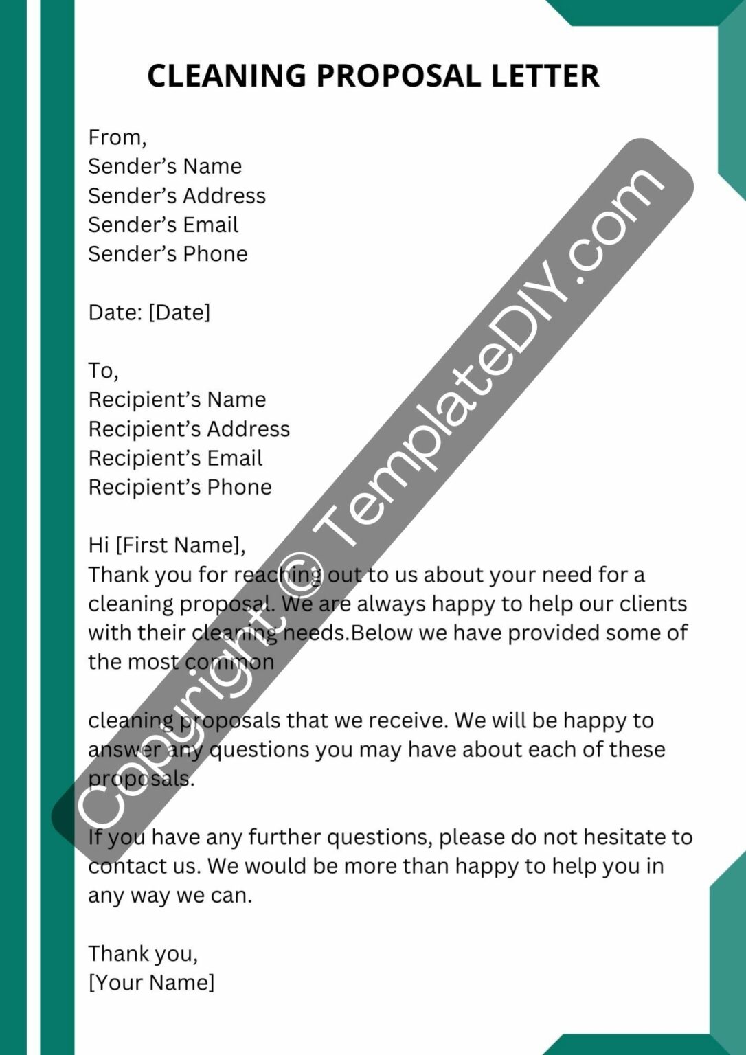 Cleaning Proposal Letter Sample with Examples [Word]