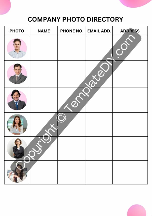 Company Photo Directory Template | PDF, Word & Excel