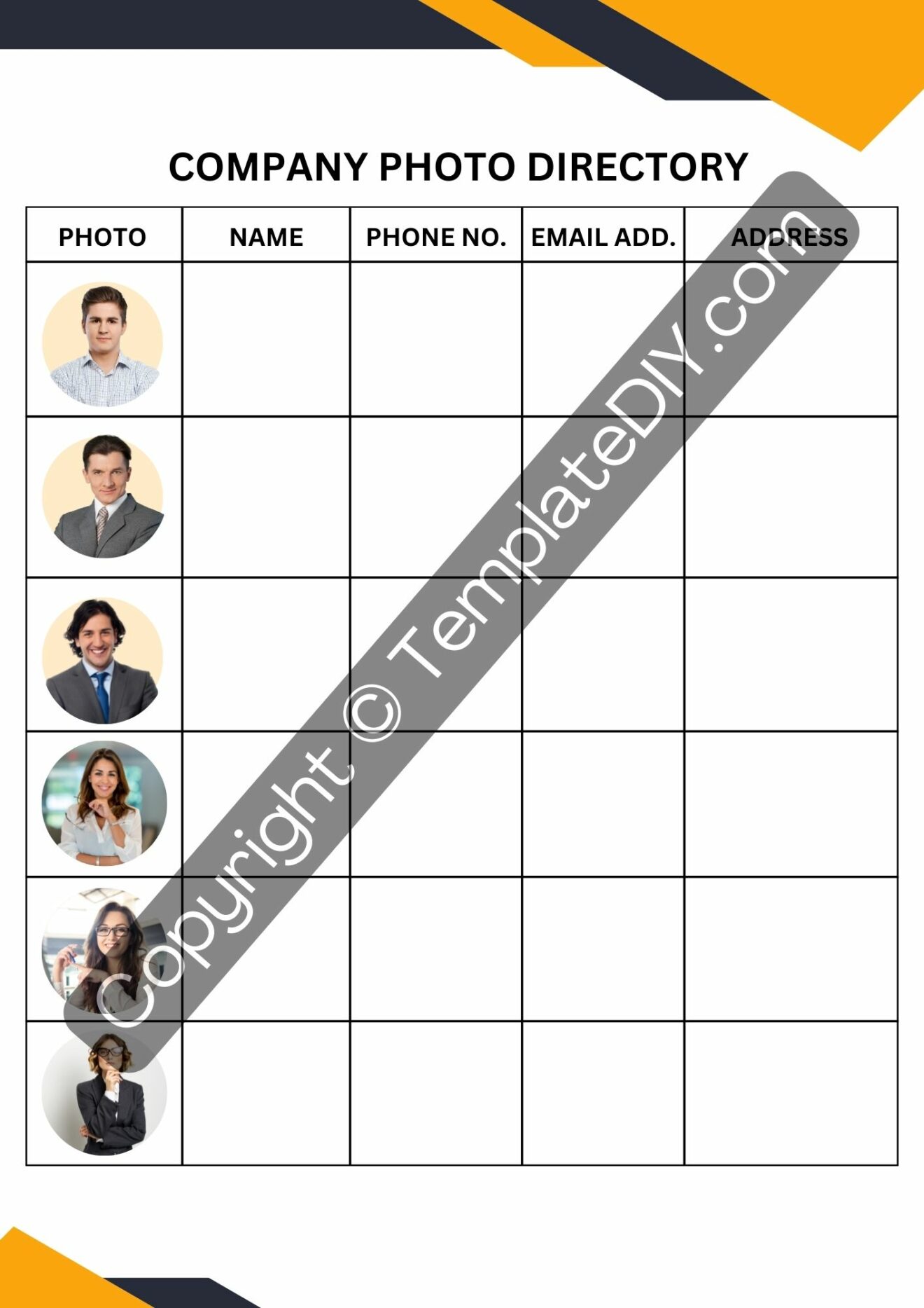 Company Photo Directory Template | PDF, Word & Excel