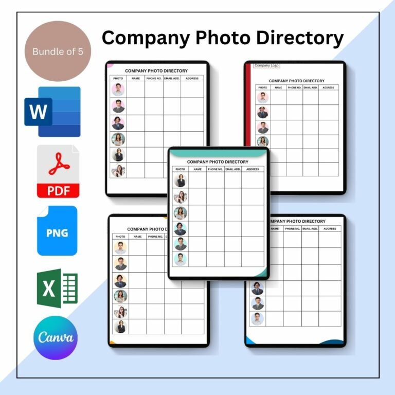 Company Photo Directory Template | PDF, Word & Excel