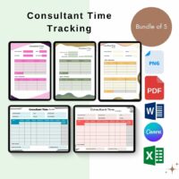 Consultant Time Tracking Template Printable PDF, Word