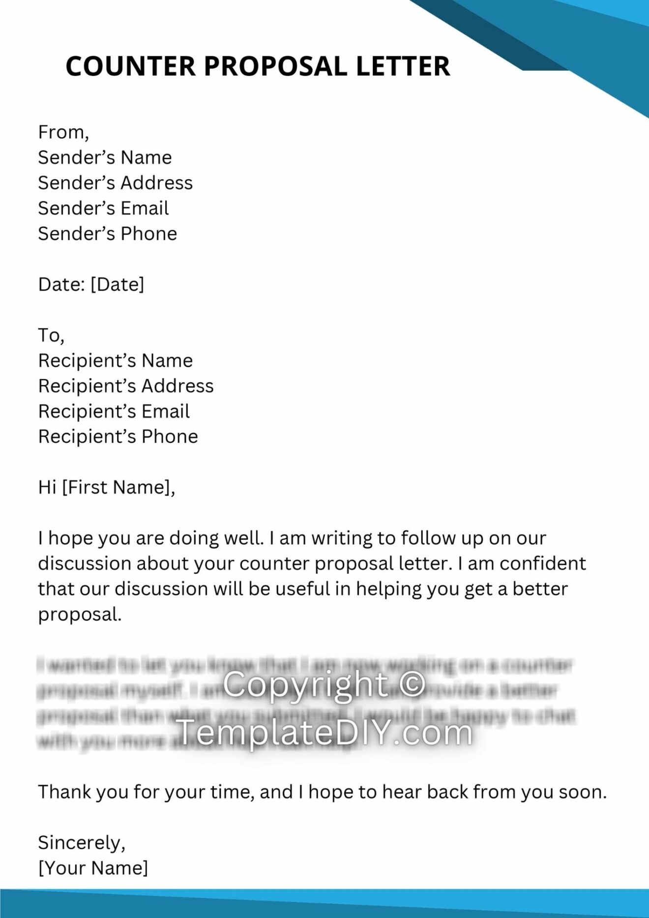 Counter Proposal Letter Sample with Examples [Word]