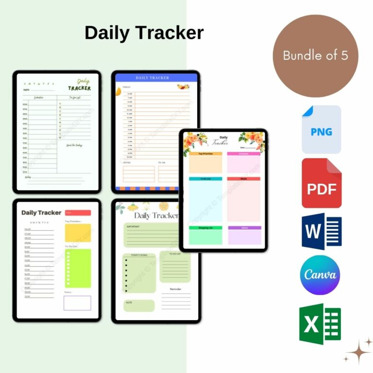 Daily Tracker Template Printable in PDF, Word, Excel