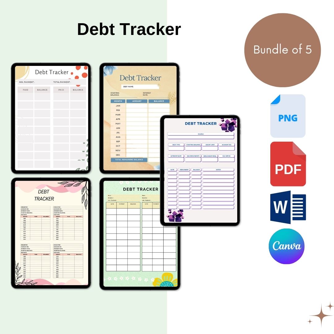 Debt Tracker Template Printable PDF, Word, Excel [Editable]
