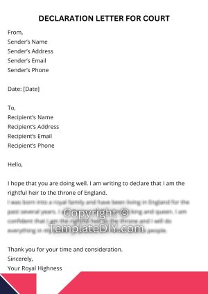 Declaration Letter for Court Sample and Examples [Word]
