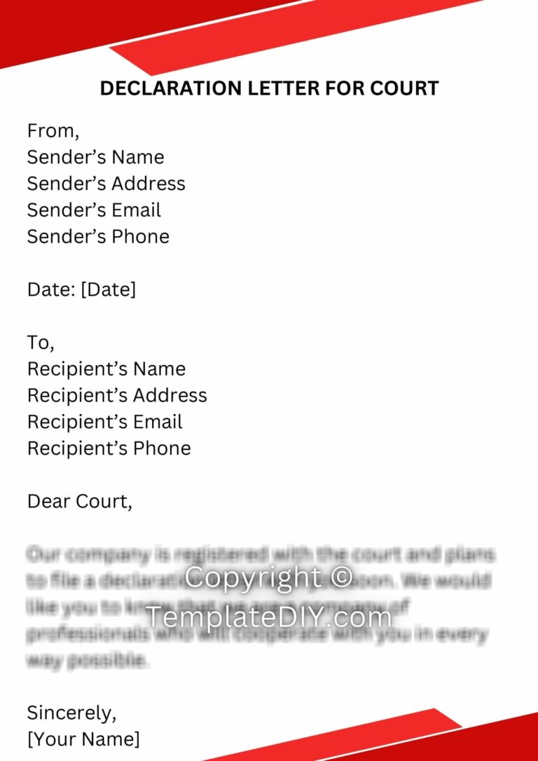 Declaration Letter for Court Sample and Examples [Word]
