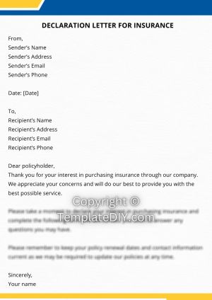 Declaration Letter for Insurance Sample and Examples [Word]