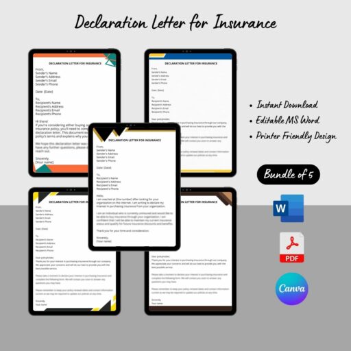 Declaration Letter for Insurance Sample and Examples [Word]