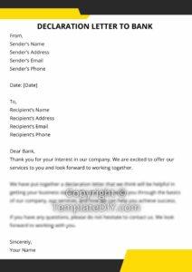 Declaration Letter to Bank Template | PDF & Word Download