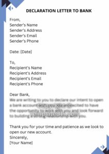 Declaration Letter to Bank Template | PDF & Word Download