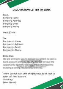 Declaration Letter to Bank Template | PDF & Word Download