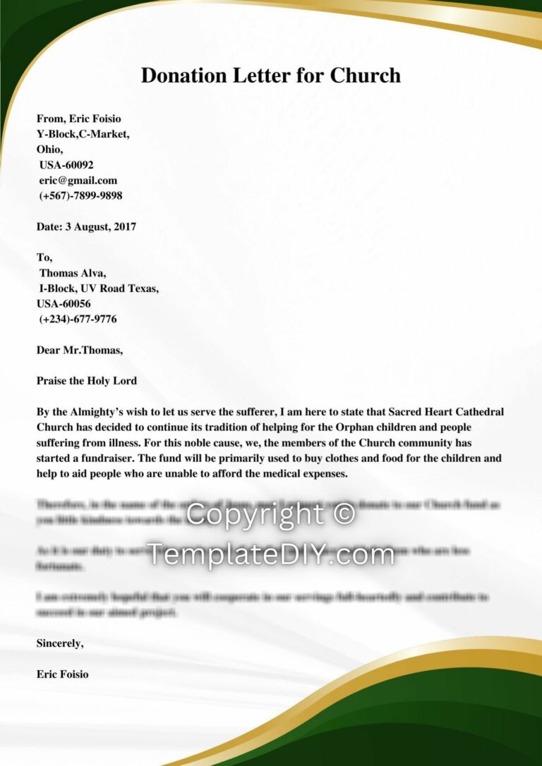 Donation Letter for Church Template in PDF Word (Set of 10)