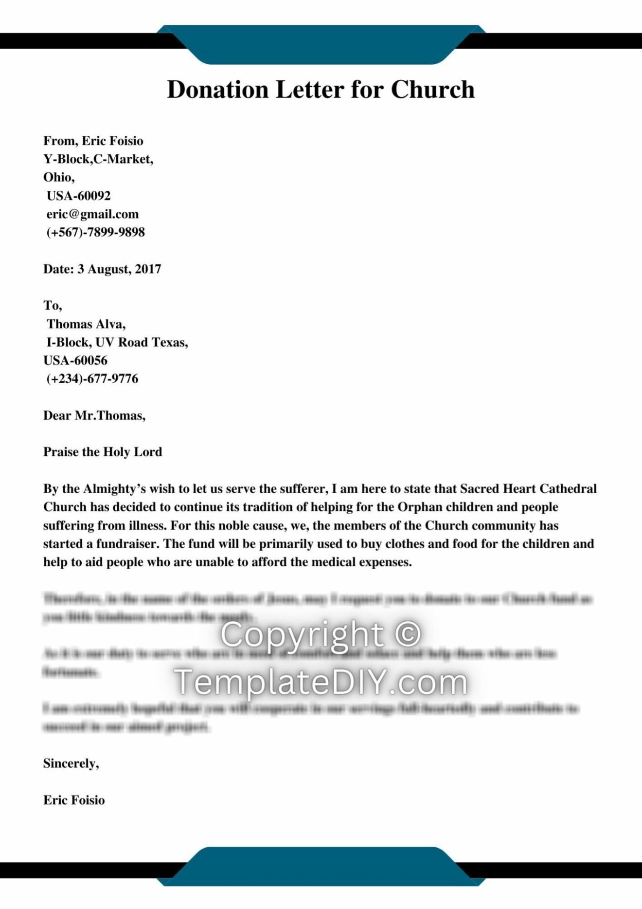 Donation Letter for Church Template in PDF Word (Set of 10)