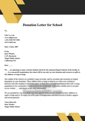 Printable School Donation Letter Examples | Instant Download
