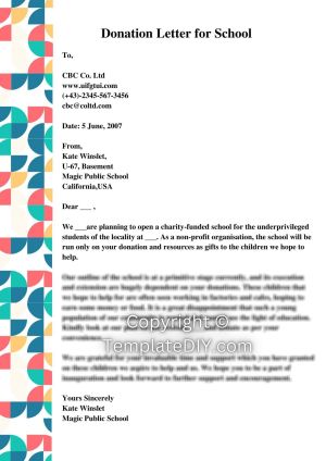 Printable School Donation Letter Examples | Instant Download