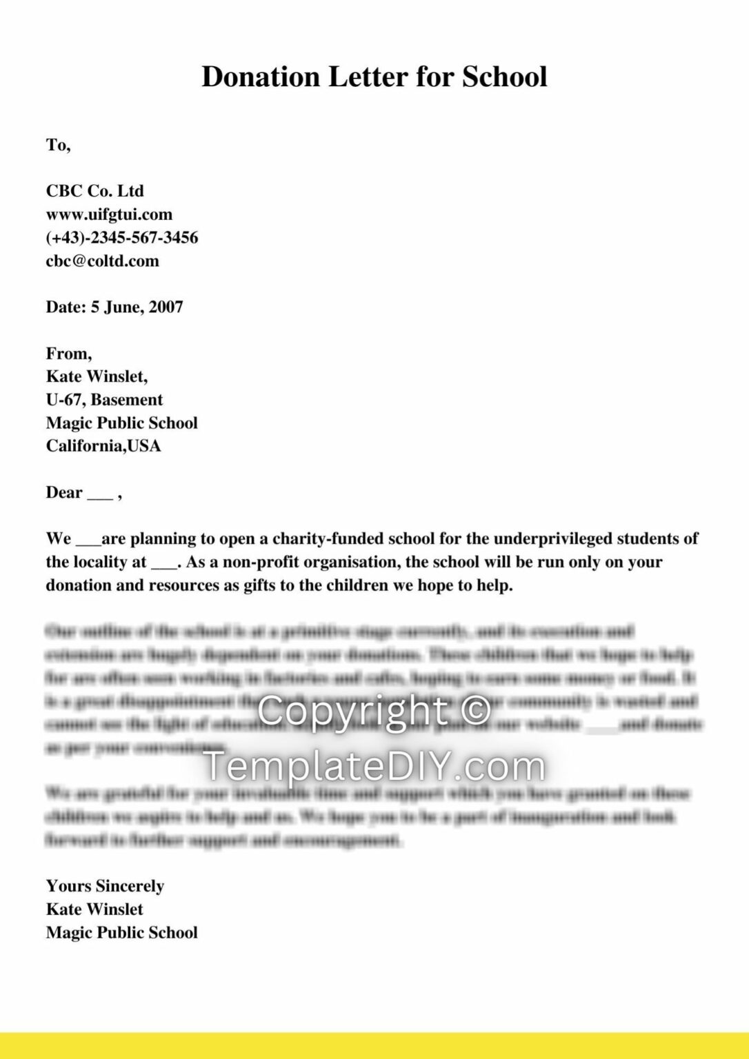 Printable School Donation Letter Examples | Instant Download