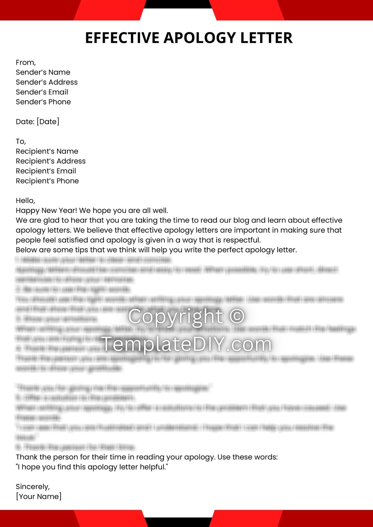 Letter Of Apology