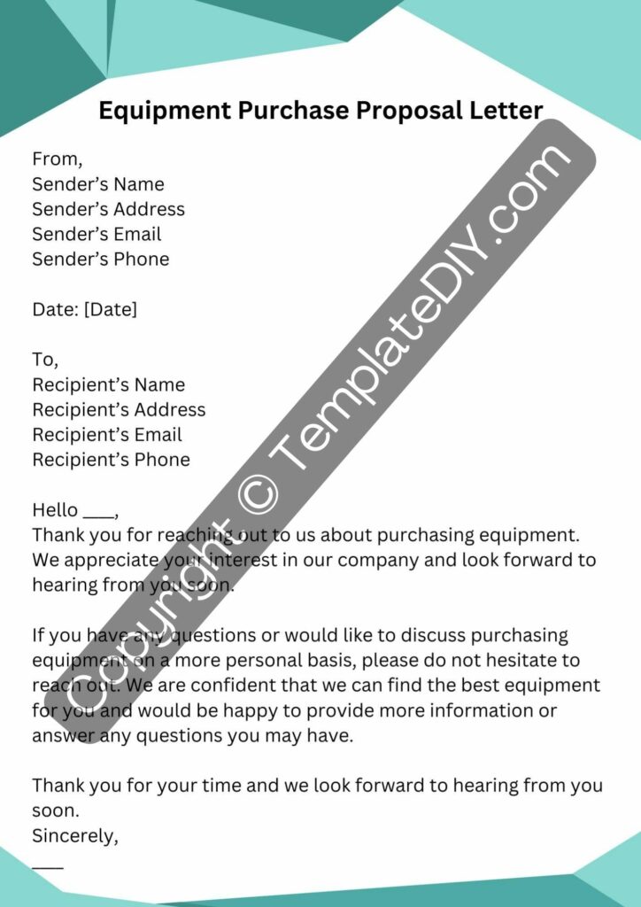 Equipment Purchase Proposal Letter Template | PDF & Word