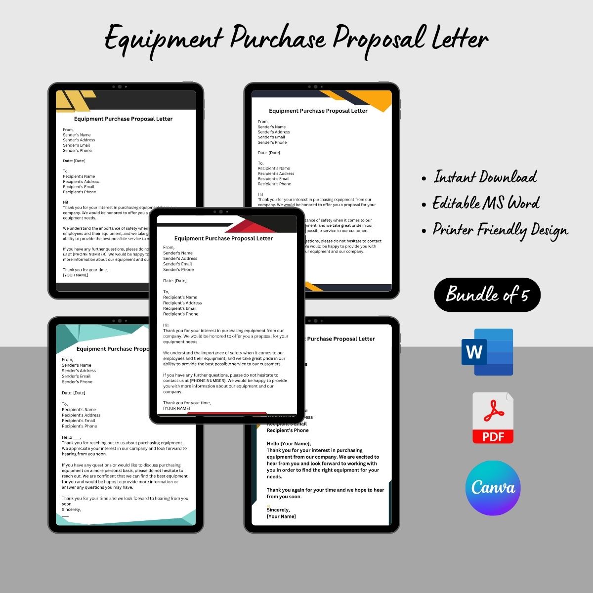 Equipment Purchase Proposal Letter Template | PDF & Word