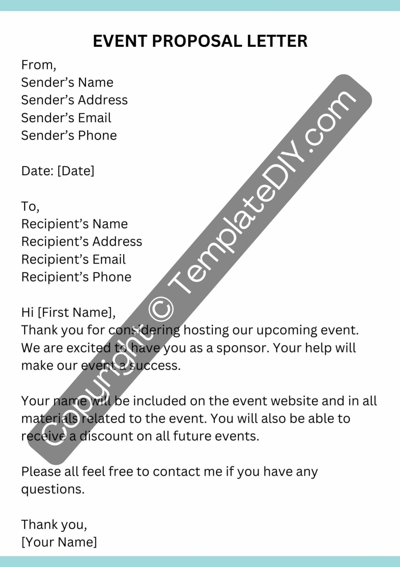 Event Proposal Letter Sample with Examples [Word Editable]