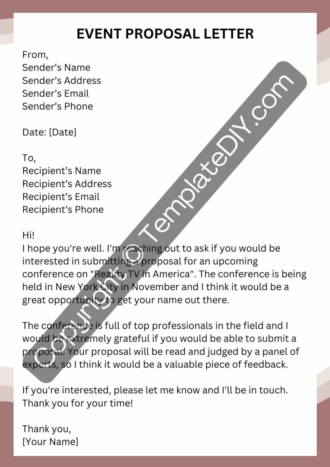 Event Proposal Letter Sample with Examples [Word Editable]