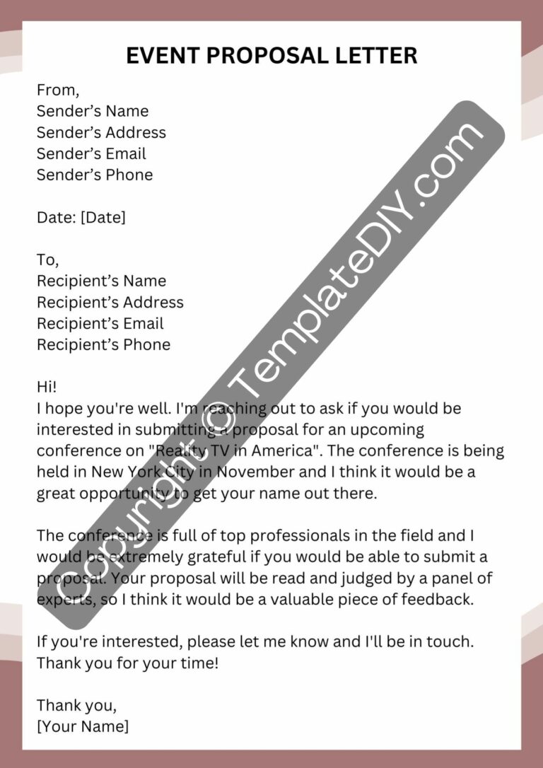 Event Proposal Letter Sample with Examples [Word Editable]